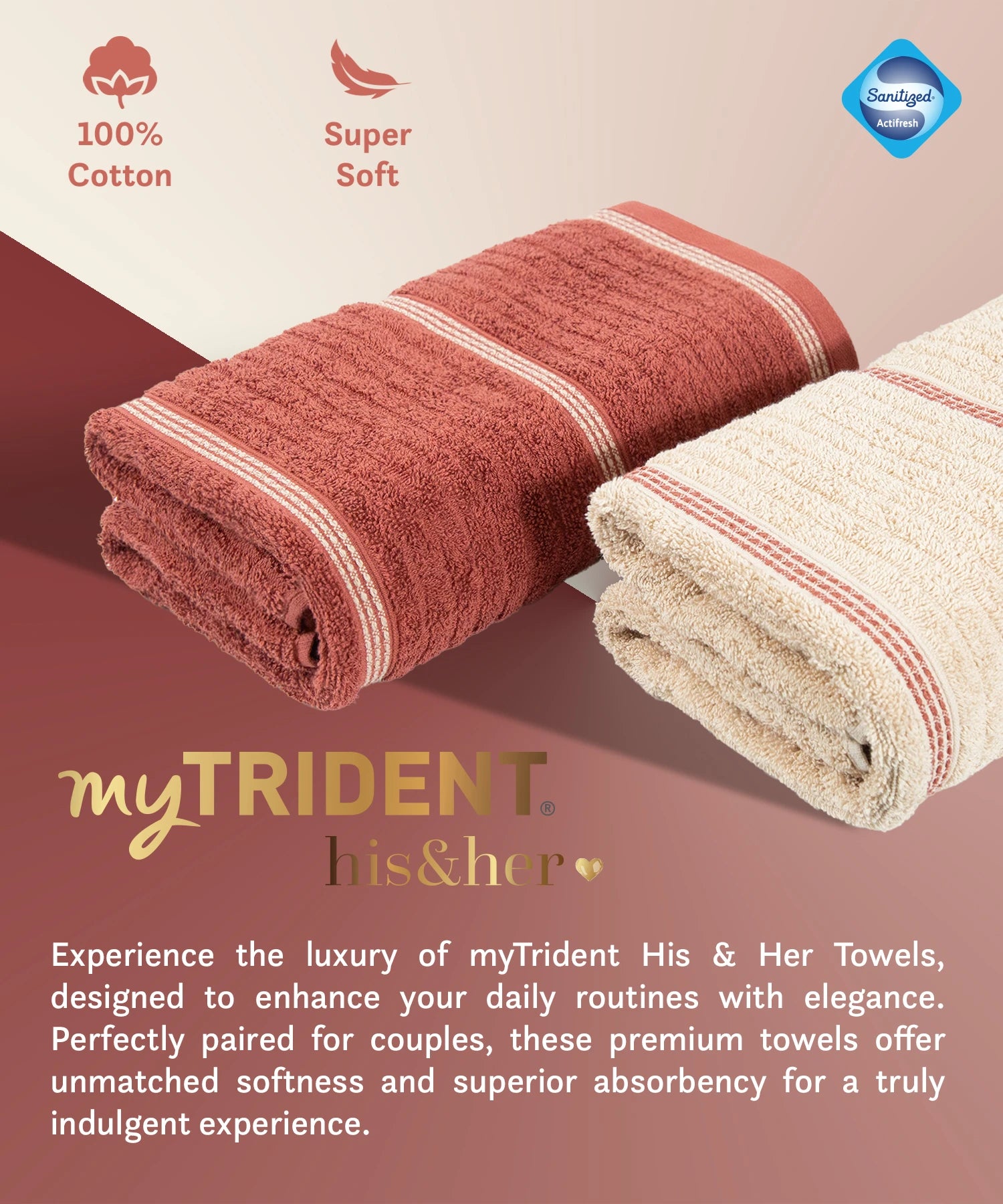 His & Her 2 PC Bath Towel Set, Suger & Spice|500 GSM Cotton – myTrident ...