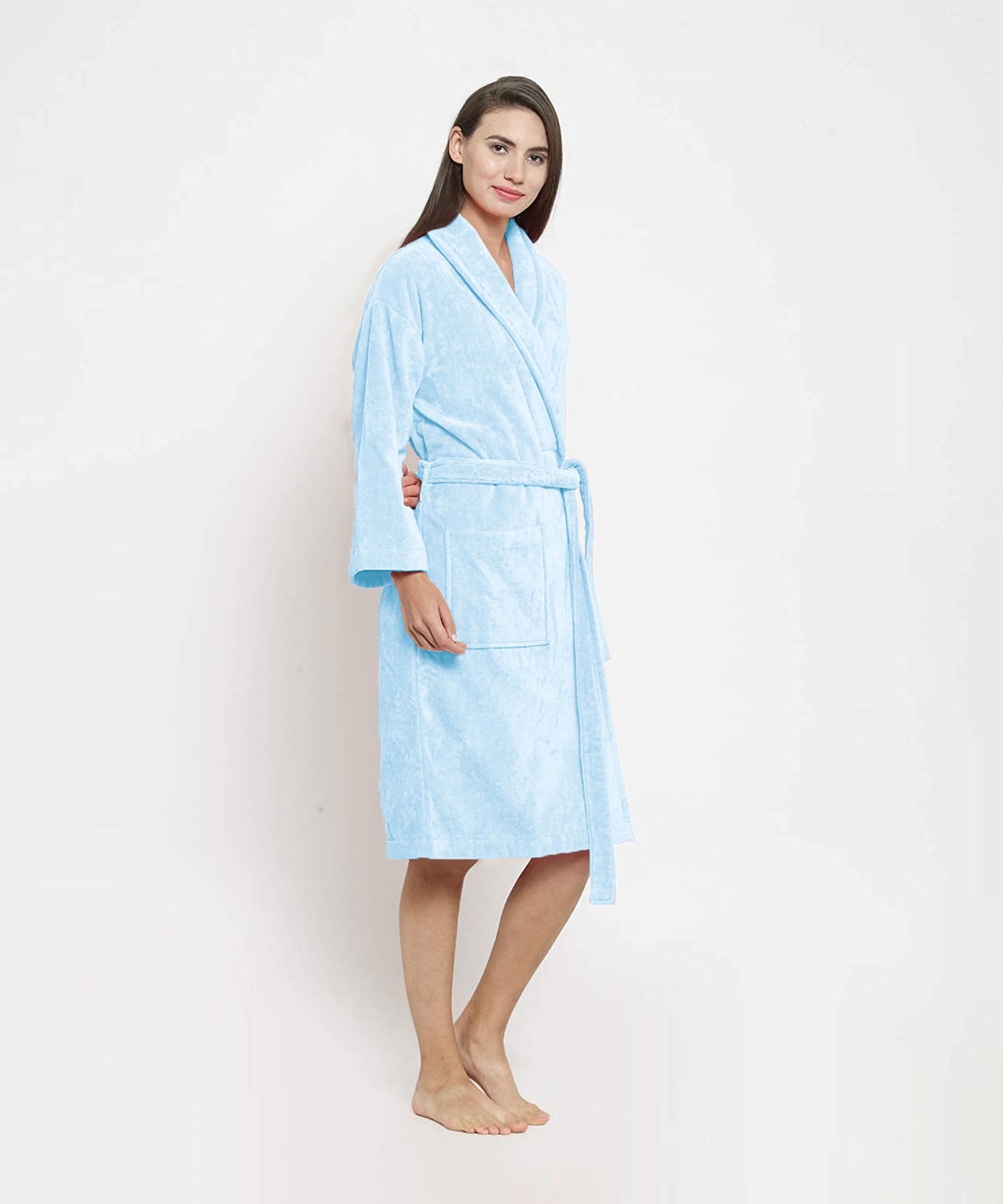 Classic Unisex Large Bathrobe, Pure Aqua| 300 GSM Cotton| Velvet Touch ...