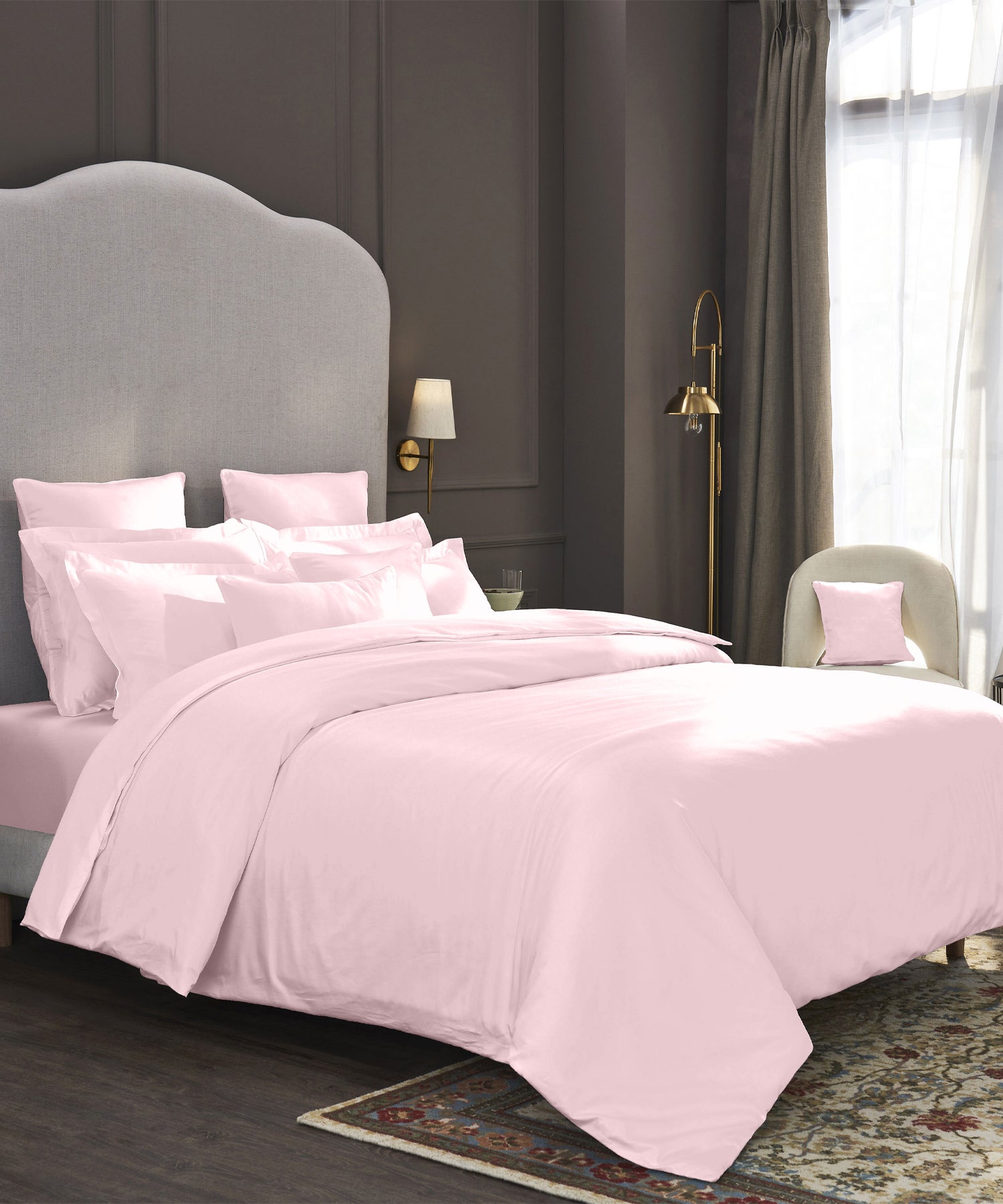 Nectarsoft King Bedsheet, 600 TC, 100% Cotton, Light Pink – myTrident India