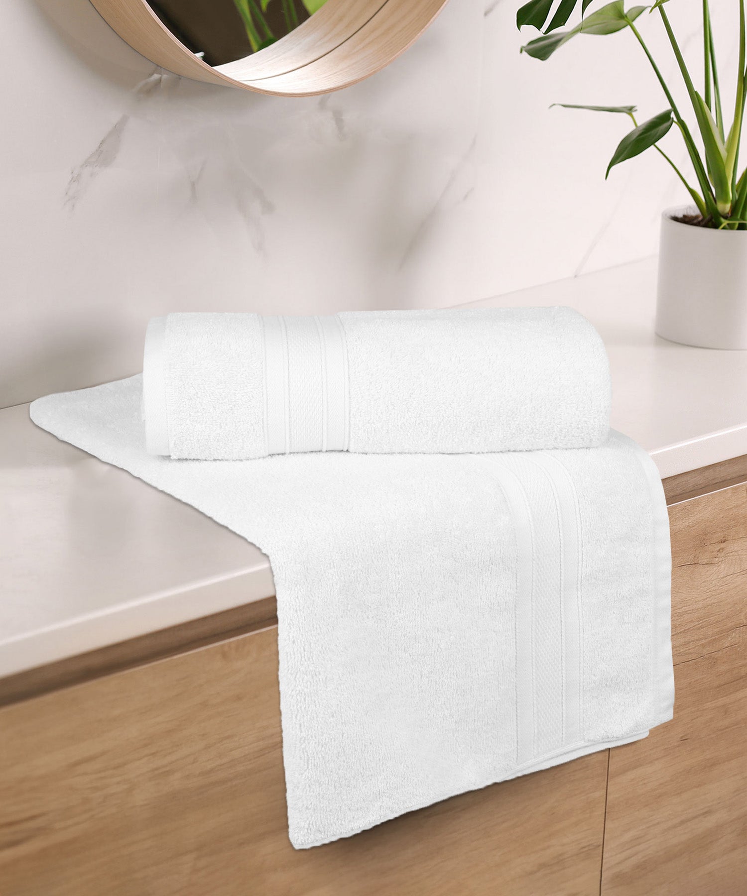 Soft Comfort 2Pc Bath Towel Set, White|509 GSM Cotton|Air Rich Technol ...